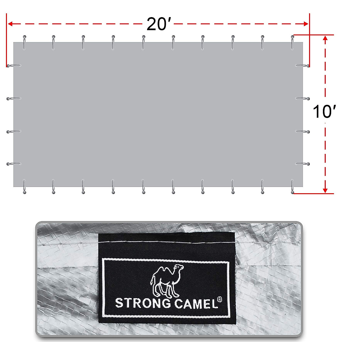 Strong Camel Outdoor 10x20 Replacement Canopy Roof Cover Outdoor Carport Covers (Silver)