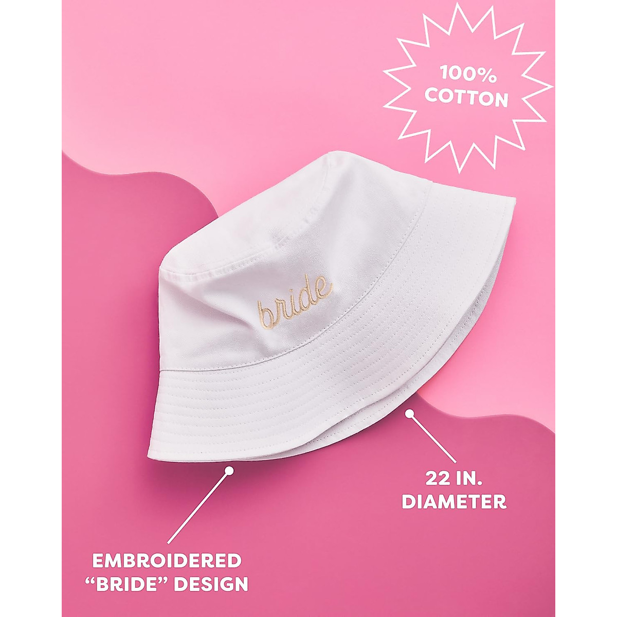 xo, Fetti Bachelorette Party Embroidered White Bride Bucket Hat | Bach Party Decorations, Beige Bride to Be Accessory, Neutral Bridesmaid Favors, Bridal Shower Supplies