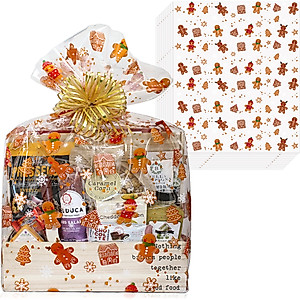 AnapoliZ Christmas Cellophane Wrap Bags | (10 Pcs) X-Large 24” in X 30” in | 2.5 Mil Thick Crystal Clear Cellophane Bags for Christmas Baskets | Gifts, Baskets Wrapping | Christmas Gingerbread Bags