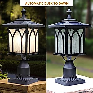 Kemeco ST4328Q Solar Post Light Outdoor Cast Aluminum LED Lamp Fixture with 3-Inch Fitter Base for Yard Garden Post Pole Pillar Mount Landscape Driveway