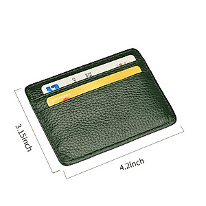 EASTNIGHTS Credit Card Holder Slim Wallet Leather Minimalist Wallet with ID Window (Green)