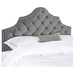 Safavieh Mercer Collection Arebelle Pewter Velvet Headboard, King, Grey
