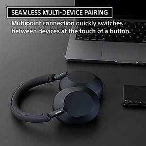 Sony WH1000XM5/B Wireless Noise Canceling Headphones (Black) Bundle with Deco Gear Hard Case + Pro Audio Headphone Stand + Microfiber Cleaning Cloth