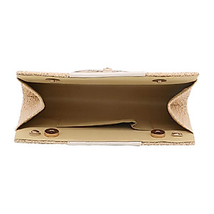 Bamboo Handbag Handmade Tote Bamboo Purse Straw Beach Bag for Women (White)