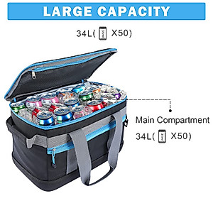 ABCCAMPING Camping Cooler Bag, Soft Sided Cooler, 50-Can Insulated Lunch Cooler Bag, Leak Proof Soft Cooler Bag Cooler Bag， Keep 24 Hours for Camping, Fishing, Hiking, Picnicking, Beach