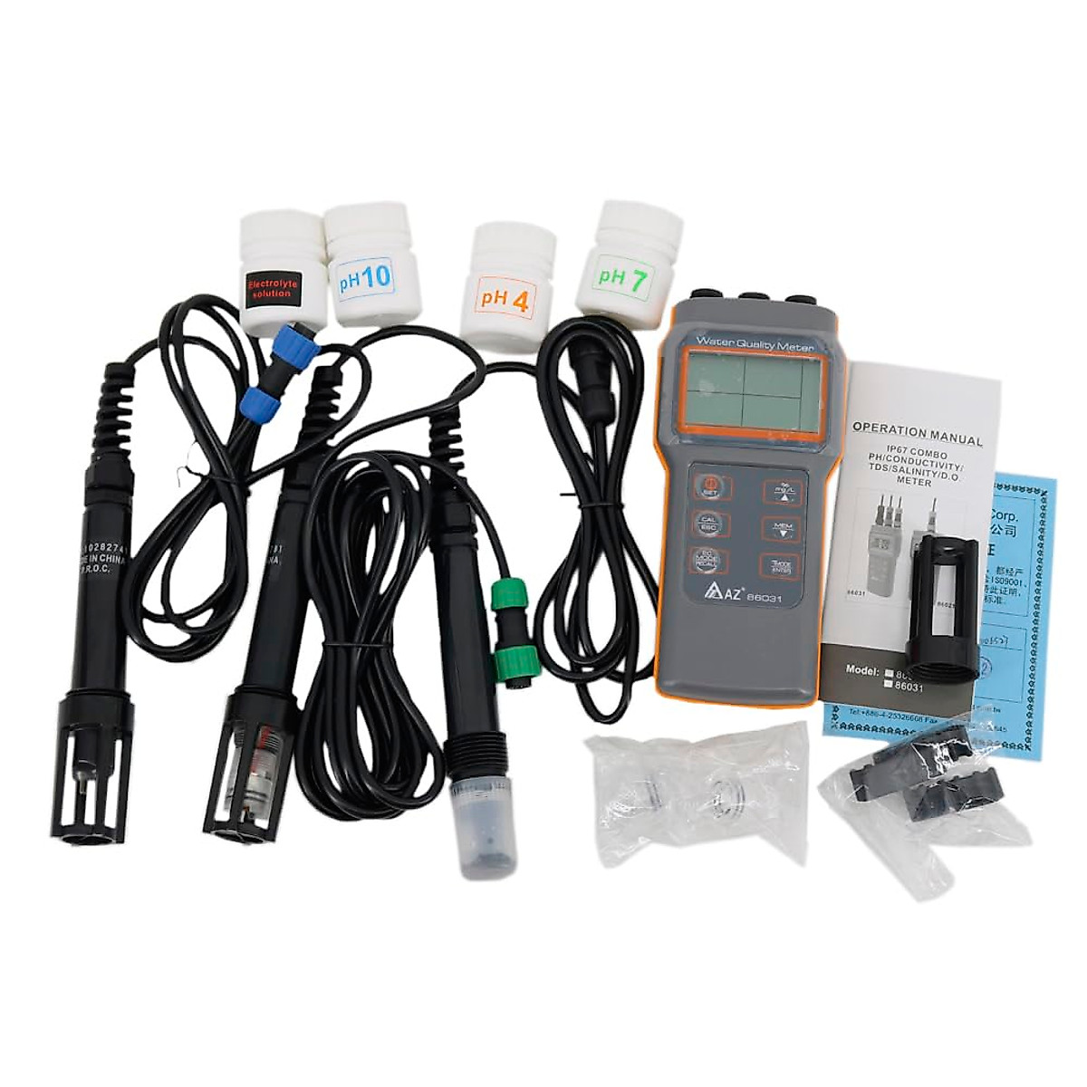 Graigar AZ86031 Multifunctional Water Quality Meter Dissolved Oxygen Tester PH Meter Conductivity Salinity Meter Temperature Meter All in 1