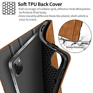H HOLIMET Case for iPad Pro 12.9 2022 6th/5th/4th/3rd Generation 2021 2020 2018 with Pencil Holder Pocket Soft TPU Back Shockproof, Auto Sleep/Wake, Vegan Leather