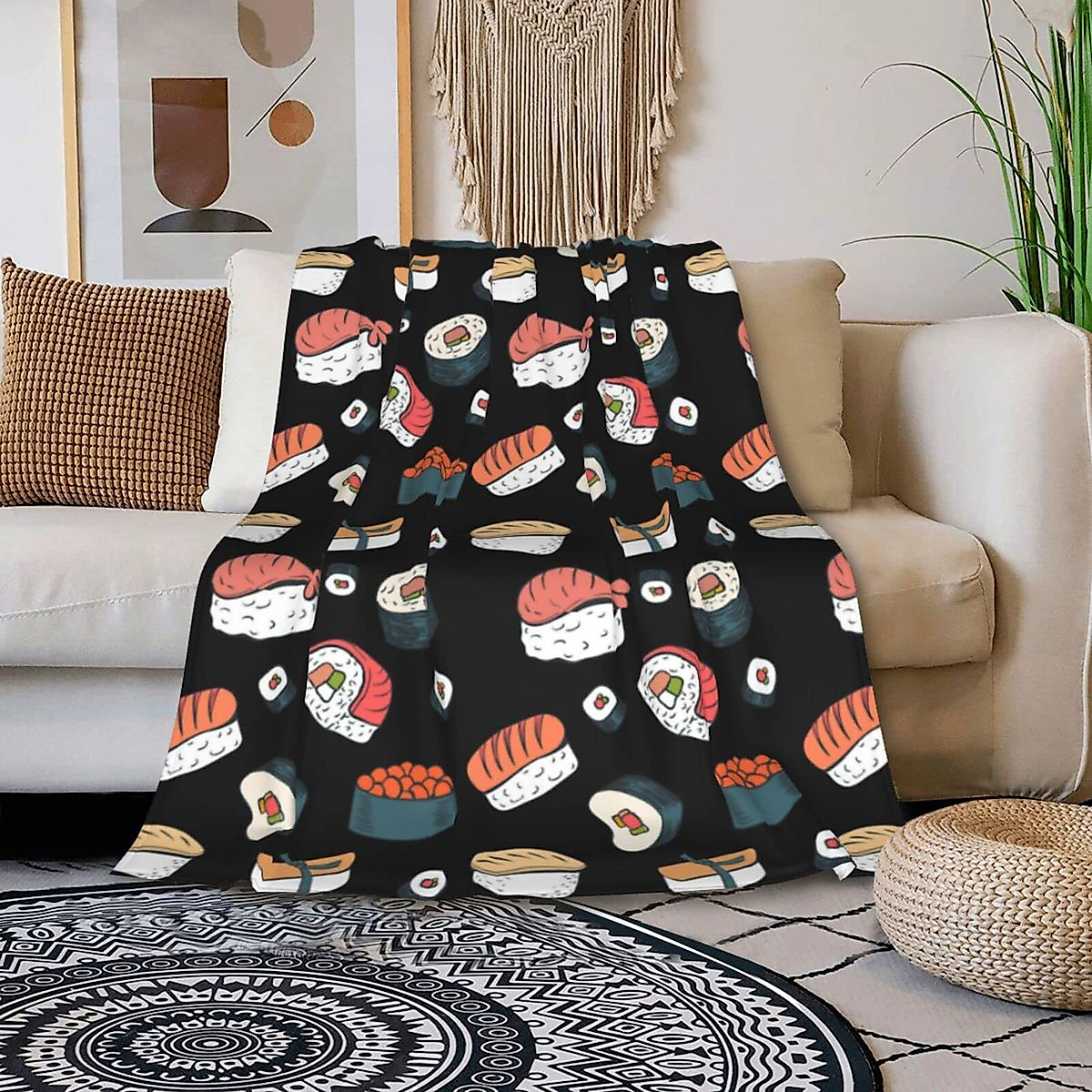 Sushi Throw Blanket Warm Ultra-Soft Micro Fleece Blanket for Bed Couch Living Room(Kids)