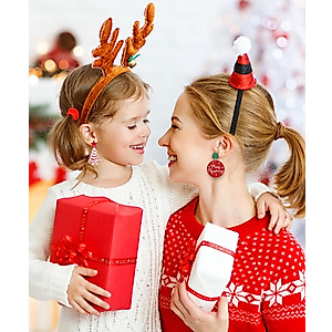 TRWWELL 4 Pairs Christmas Earrings for Women Acrylic Christmas Reindeer Tree Dangle Drop Earrings Holiday Party Jewelry Gifts