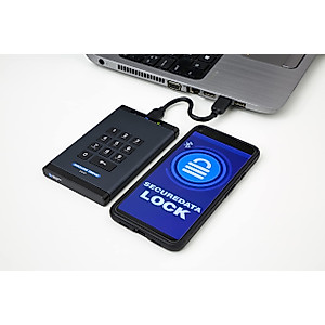SecureData SecureDrive DUO 250 GB Encrypted External Hard Drive SSD FIPS 140-2 Level 3 Unlock via Keypad or Mobile TAA Compliant, CJIS, HIPAA, CMMC, GDPR Compliant | External Hard Drive Port : USB 3.0