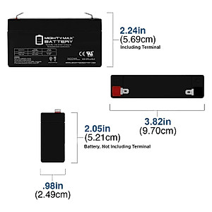 ML1.3-6 - 6 Volt 1.3 AH, F1 Terminal, Rechargeable SLA AGM Battery