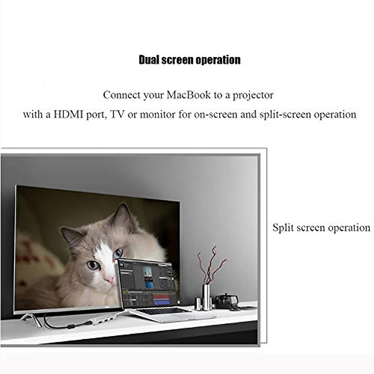 XUNMAIFHB Portable Docking Station,Type-c to hdmi Converter 4K Docking Station USB3.0 Converter Seven in one HUB Type C (only Charg) + USB3.0 3 + HDMI + TF + SD Fast Transmission