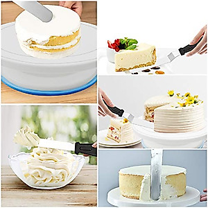 11 Inch Non Slip Cake Turntable for Decorating,Rotating Cake Stand with 2 Icing Spatula,Cake Decorating Tools Supplies with 3 Icing Smoother 1 Cake Leveler,Cake Spinner for Decorating