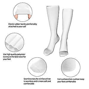 feprena Skull Compression Socks For Women & Men Circulation,Girly Skull,Best for Running,Hiking,Cycling,Travel,White Pink -20 inch