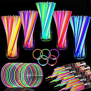 500 Pack Halloween Glow Sticks Bulk Party Pack Glow In The Dark Party Supplies Glow Sticks Necklaces Bracelets with Connectors 8" Glowsticks Halloween Birthday Party Favors Accessories Decorations