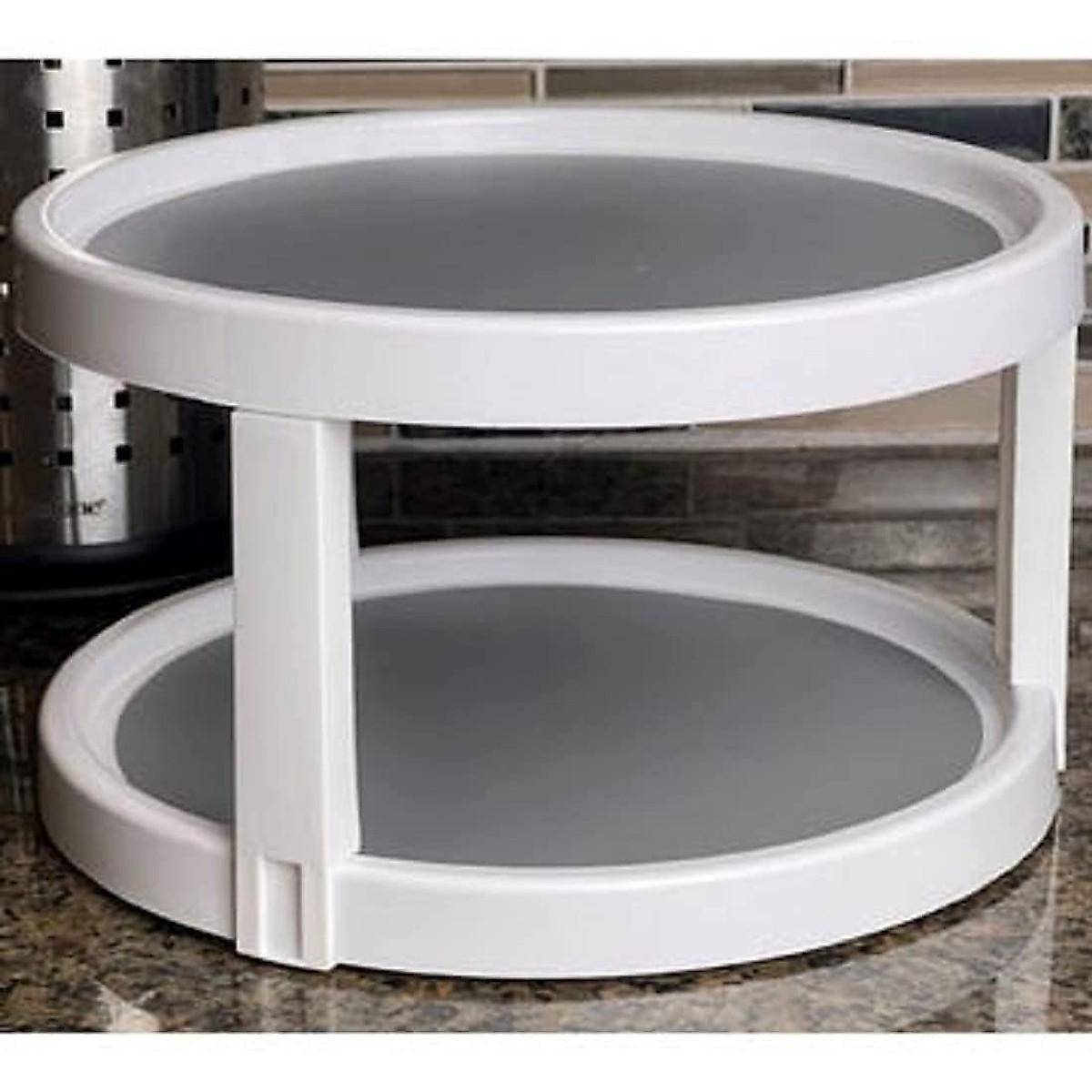 Handy Housewares 10" Diameter 2-Tier Lazy Susan Kitchen & Bath Storage Turntable - Spice Rack, Pantry Oragnizer