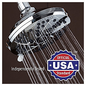High Pressure 6-inch / 6-Setting Premium Rain Shower Head by AquaDance for the Ultimate Shower Spa Experience! Officially Independently Tested to Meet Strict US Quality & Performance Standards!
