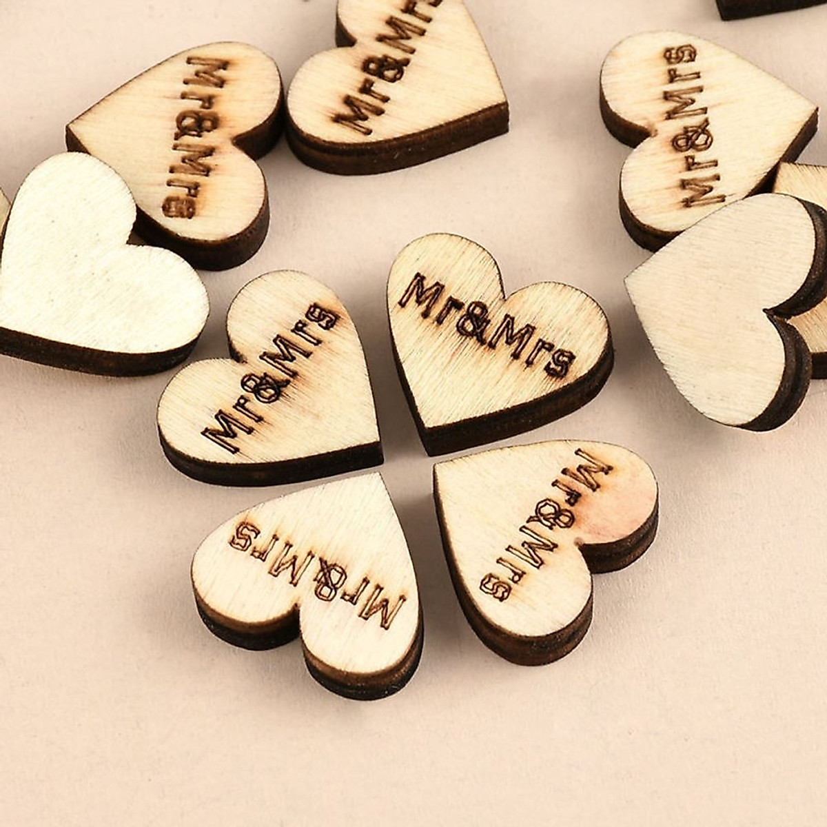 AkoMatial Decorative Wood Wooden Buttons, Rustic Wooden 100pcs Wood Love Heart Stars Wedding Table Scatter Decoration Crafts #3