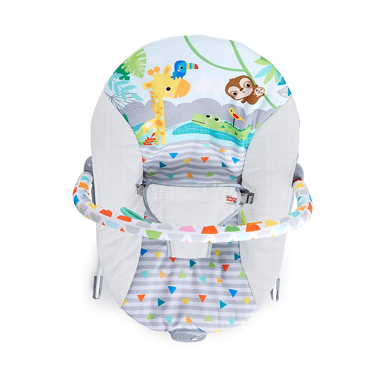 Bright Starts Safari Fun 3-Point Harness Vibrating Baby Bouncer with Toy bar (Pack of 2)