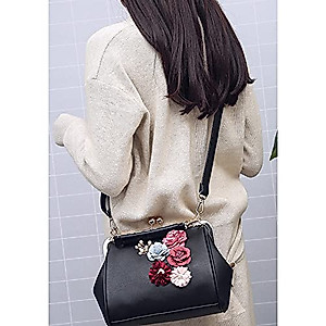 Abuyall Women's Retro Handbag Kiss Lock Shoulder Bag Vintage Purse Flowers M D
