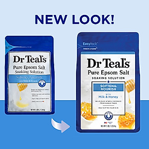 Dr Teal's Epsom Salt Soaking Solution, Soften & Nourish with Milk and Honey, 48 Oz (Packaging May Vary)
