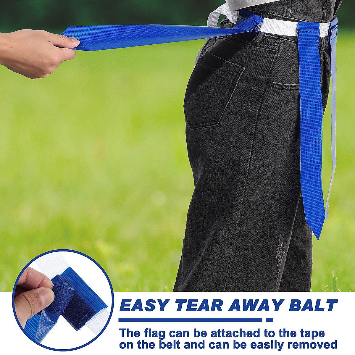 16 Player Flag Football Set 16 Football Belts Each with 3 Football Flags,16 Red and Blue Cones and 1 Oxford Carrying Bag for Kids or Adults Players and Flag Football