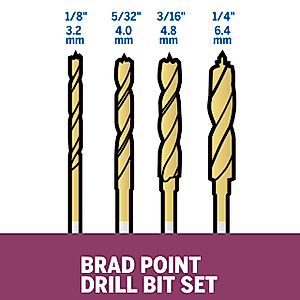 Dremel 631 Brad Point Bits, 4 Pieces