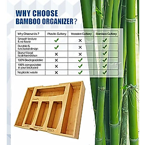 Expandable Ziplock Bag Storage Organizer for Kitchen Drawer, 1 Box 6 Slots Bamboo kitchen Ziplock Bag Organizer and Dispenser Suitable for Gallon, Quart, Sandwich & Snack Variety Size Bag, Cling Film