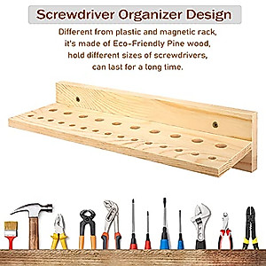 3 Pack Tool Organizers and Storage, Wooden Screwdriver Organizer Wall Mount, Pliers Rack Hammer Screwdriver Holder Tool Rack for Garage Shed Workshop