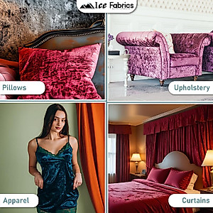 Ice Fabrics Stretch Crushed Velvet Fabric by The Yard - 60/62" Wide Soft Velvety Fabric for Sewing Apparel, Upholstery, Curtains & Decor - 250 GSM - 20% Vertical Stretch - Orange - 1 Yard