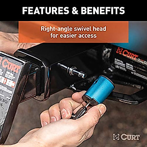 CURT 23506 Right-Angle Trailer Hitch Lock, 1/2-Inch Pin Diameter, 5/8-Inch Adapter, Fits 1-1/4 or 2-Inch Receiver