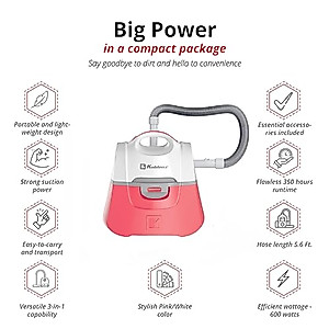 Koblenz PV-525KG5 Wet-Dry Vacuum, 3 Gallon, Pink