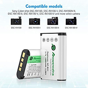 Powerextra 2 Pack Replacement Sony NP-BX1 Battery with Smart LCD Display Dual USB Charger for Sony NP-BX1/M8 and Sony Cyber-Shot DSC-RX100 (II/III/IV/V/VA/VI), ZV-1 and Other Models