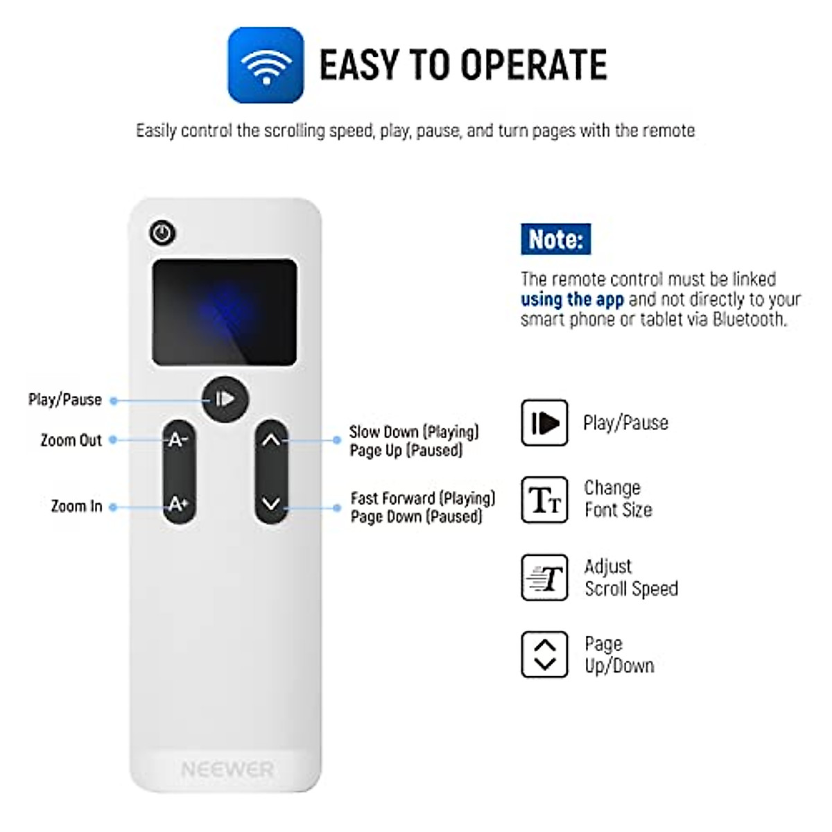 NEEWER Teleprompter X17 with RT-110 Remote & APP Control (Bluetooth Connection via NEEWER Teleprompter App), 17" No Assembly Compatible with iPad Android Tablet/Camera/Camcorder, Max Load 44.1Ib/20kg