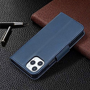 Glow Co, Ltd. 406-1-04 iPhone 11 Notebook Type Case with Strap, Navy, Tempered Glass & Stylus Pen