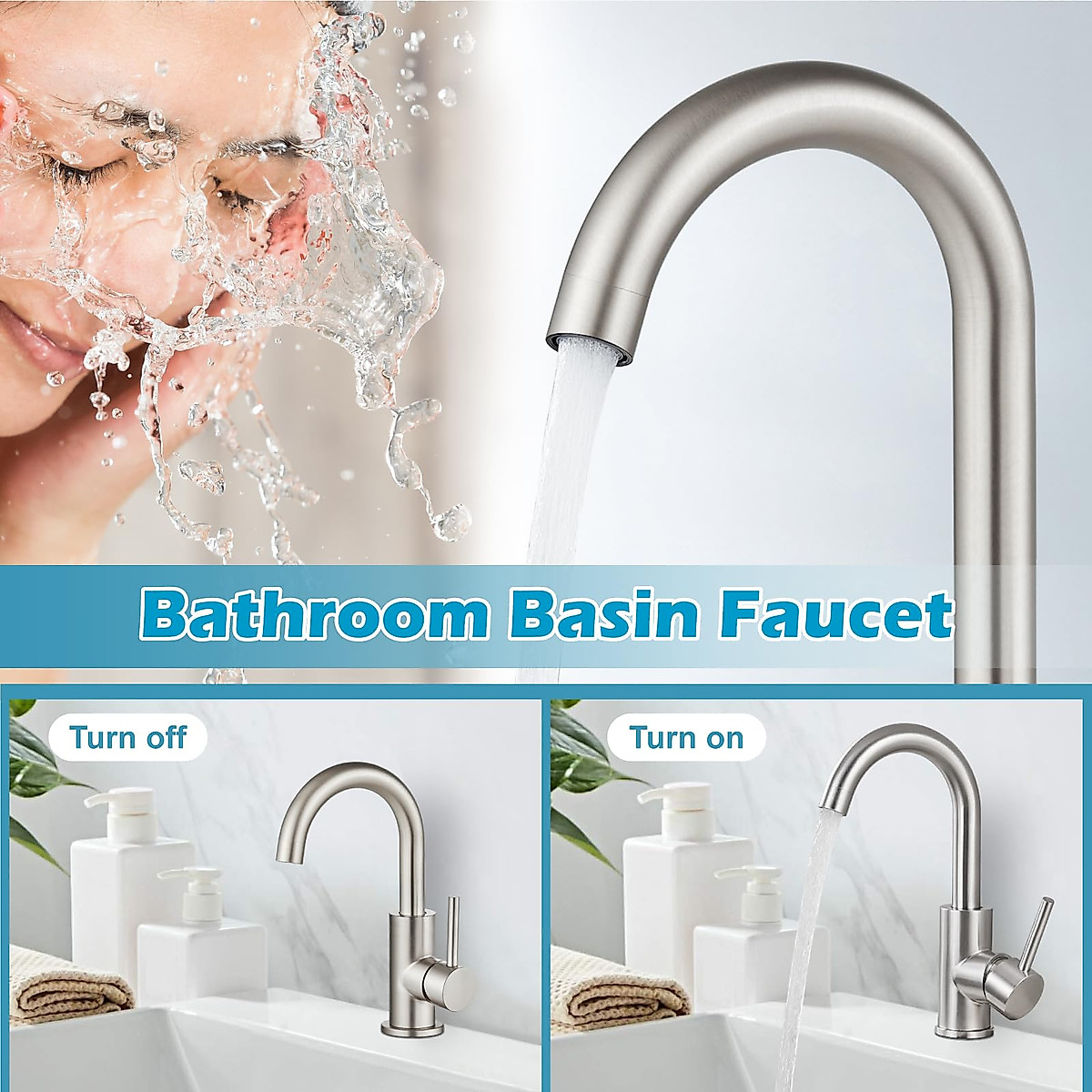 Midanya Wet Bar Sink Faucet for Bathroom Kitchen Small Farmhouse Vanity Lavatory Faucet Single Handle Utility Marine Faucet,Modern,Brushed Nickel