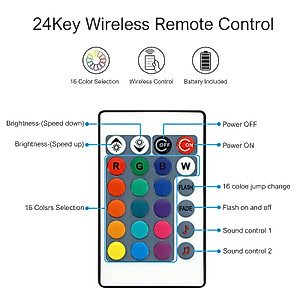 RGBZONE DC12-24V 24 Keys Iron Shell Wireless IR Remote Control Music Sound Controller for 5050 3528 RGB LED Strip Light