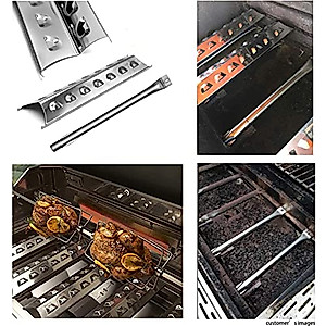 Hongso Replacement Repair Kit for Master Forge 3218LT, 3218LTN, L3218, 5 Burner Gas BBQ Grill SS Burners and Heat Plates (SPE181-5 SBE601-5)