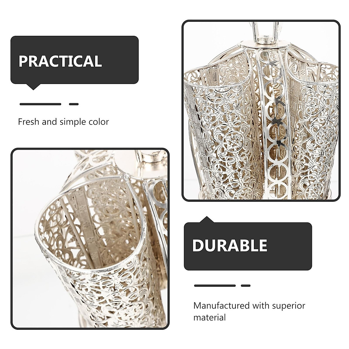 Cabilock Metal Utensil Caddy Silverware Organizer Cutlery Holder 3-Section Coffee Spoon Dessert Fork Holder Utensil Tabletop Centerpiece for Coffee Bar Dining Room Kitchen