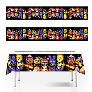 WOLEN 2Pcs Five Nights Tablecloth Disposable Tablecover Birthday Party Supplies and Decorations for Kid Boy Baby Shower Rectangle Tables 70"X42",2 Pack