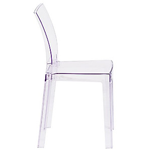 Flash Furniture Emilie Ghost Chair with Square Back in Transparent Crystal