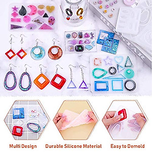 Resin Molds for Jewelry, Paxcoo 678pcs Earring Making Kit with 28pcs Earring Epoxy Molds and 650pcs Earring Hooks, Jump Rings for Resin Jewelry, Pendants, Resin Crafts, DIY Earring