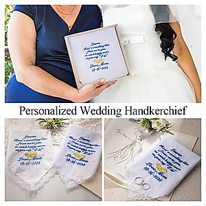 Personalized Wedding Handkerchief Something Blue Wedding Gift from Mom to Daughter Lace Handkerchief Mother Of Bride Gift Custom Printed Bridal Handkerchief Bride Handkerchiefs Embroidered Hankie