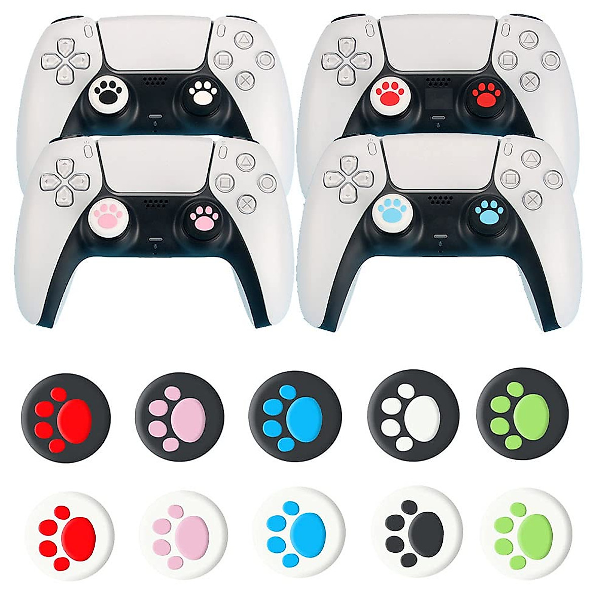 2PCS Cute Cat Paw Claw Analog Thumb Stick Grips Joystick Cover Cap for PS5 PS4 Pro PS3 Controller Thumbstick Cap for Xbox 360 Xbox One Slim X Elite Switch Pro Controller (Pack 9)