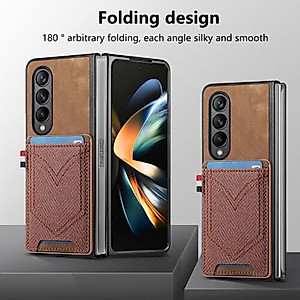 Case for Samsung Galaxy Z Fold 3 5G,Retro PU Leather Dustproof Fall Protection Shockproof Case Cover with Card Slot Compatible with Samsung Galaxy Z Fold 3 5G(Brown)