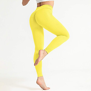 Textured High Waist Yoga Pants for Women Tummy Control Slimming Booty Butt Lift Leggings Anti Cellulite Workout Tights