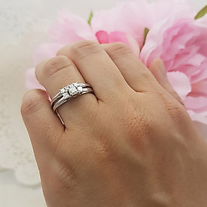 Dazzlingrock Collection 0.50 Carat (Cttw) 14K Princess Diamond Women 3 Stone Engagement Ring Set 1/2 CT, White Gold, Size 9