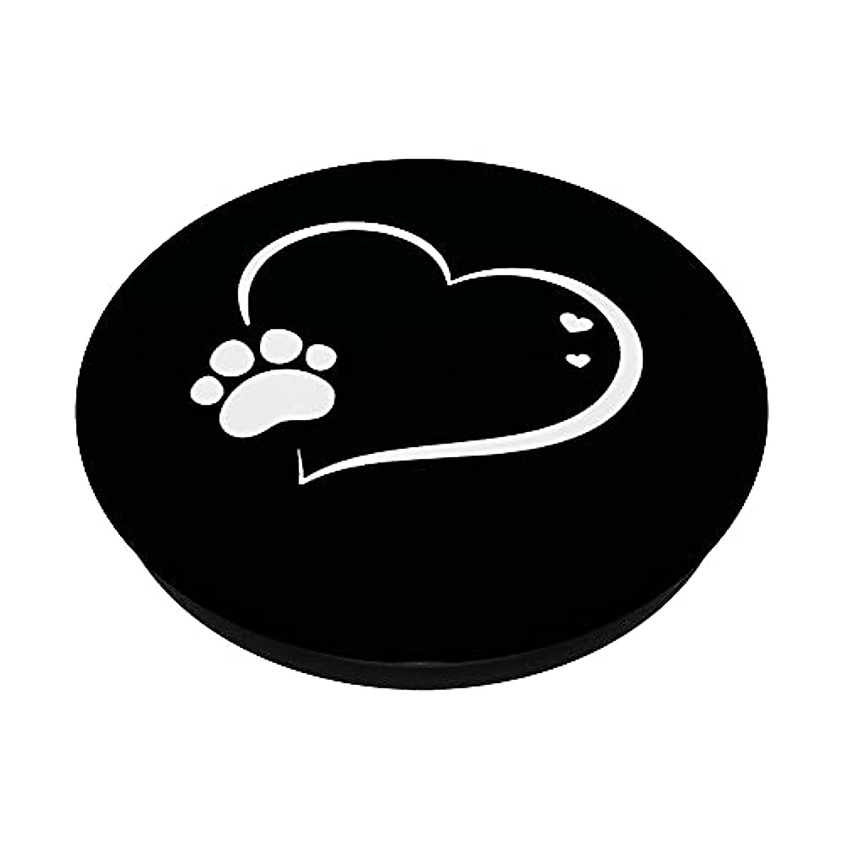 Cute Paw Print With Hearts Dog Mom On Black Background PopSockets Swappable PopGrip