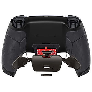 eXtremeRate Black Real Metal Buttons (RMB) Version Rise 2.0 Remap Kit for PS5 Controller BDM-010 020 Black Rubberized Grip Back Shell, Upgraded Programable Back Buttons Attachment for PS5 Controller