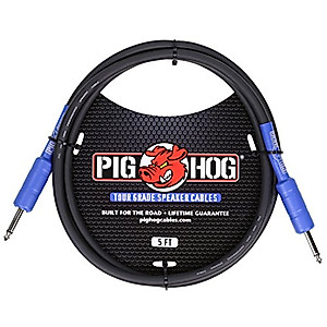 Pig Hog PHSC5 High Performance 14 Gauge 9.2mm 1/4" Speaker Cable, 5 Feet , Black